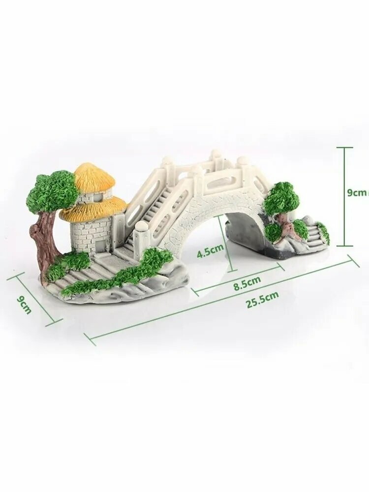 Декор для аквариума, Каменный арочный мост, имитированный смолой