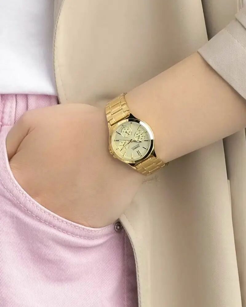 Наручные часы CASIO, белый, золотой — фото 1