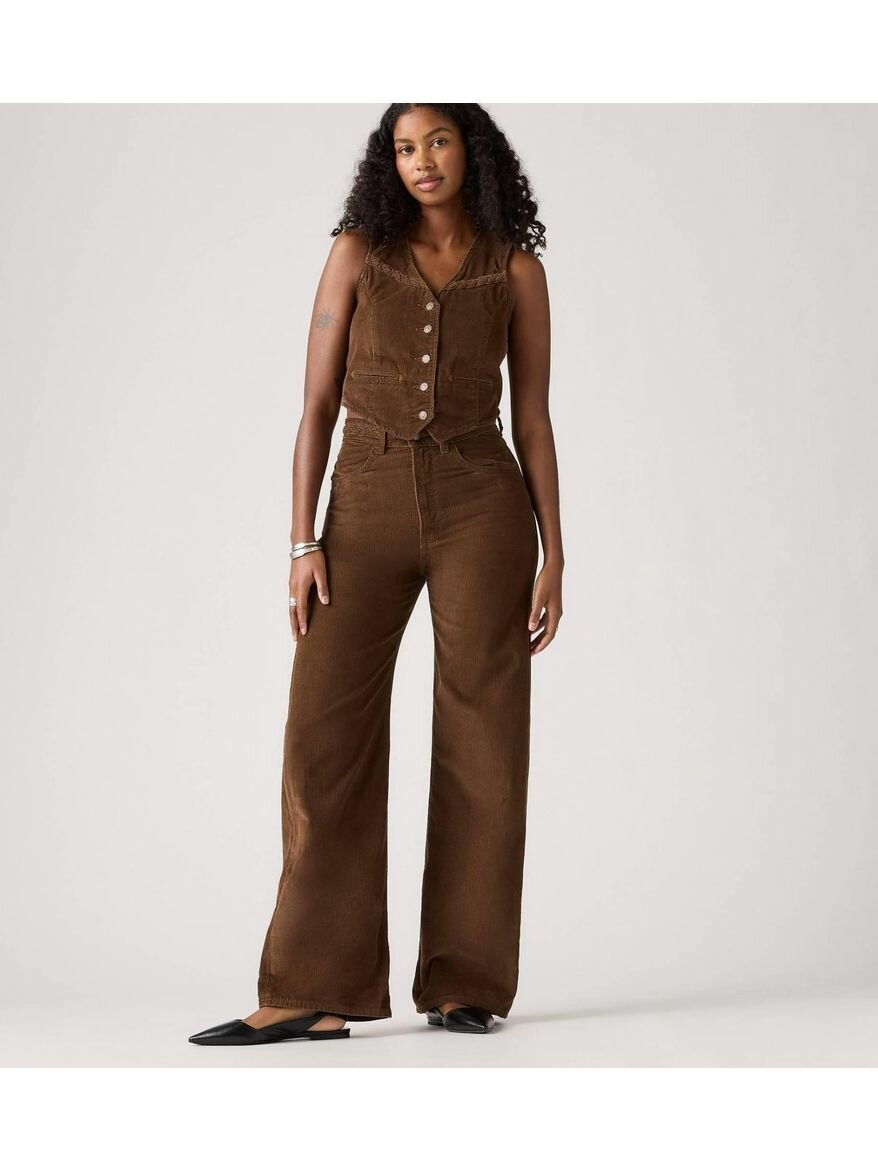 Джинсы широкие Women Ribcage Wide Leg Braided Corduroy Jeans 