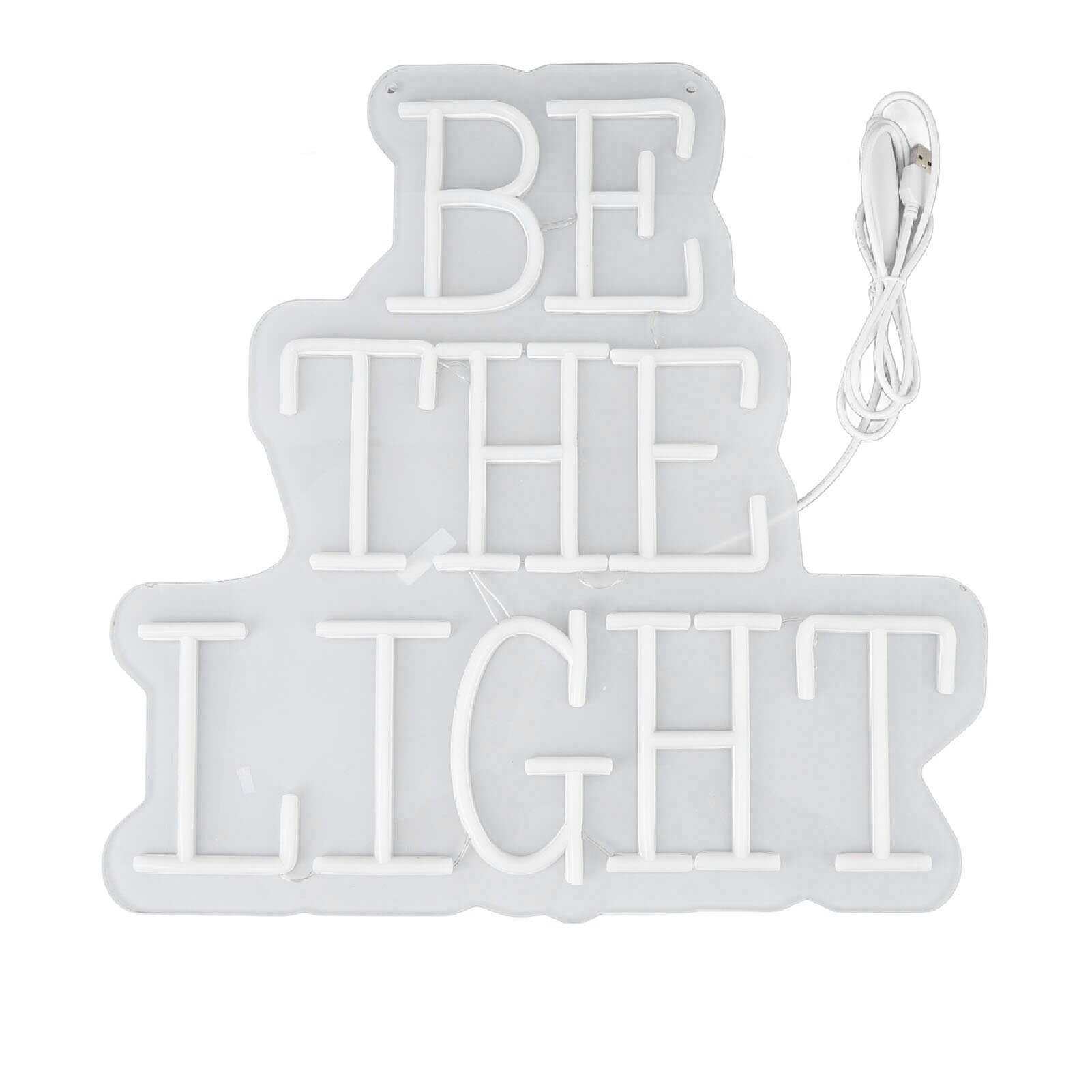 Неоновая вывеска для стен, теплый белый цвет, буквы «BE THE LIGHT», акриловые светодиодные, эстетичный дизайн для гостиной.
