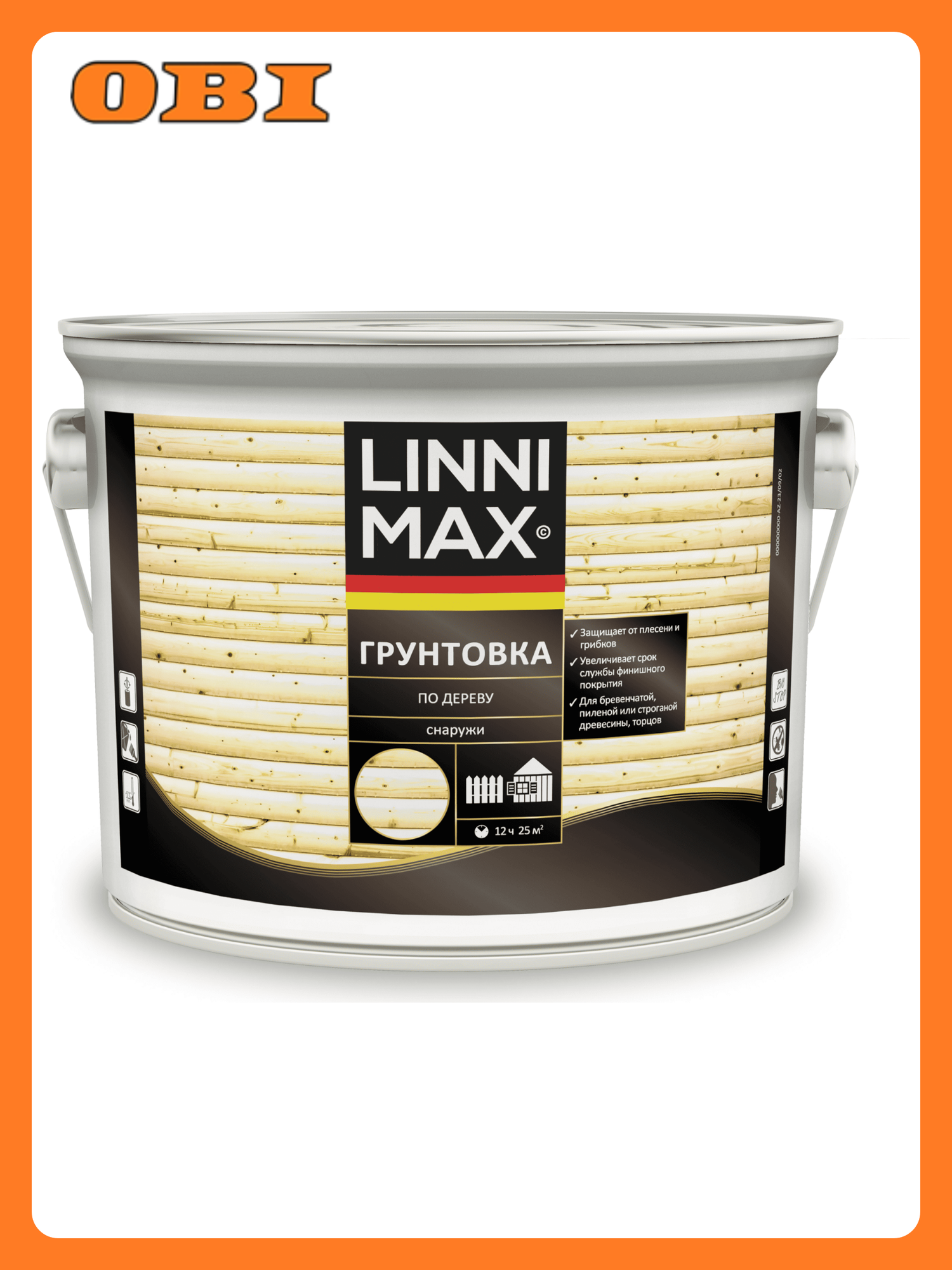 Грунтовка-антисептик LINNIMAX, для дерева, для наружных работ