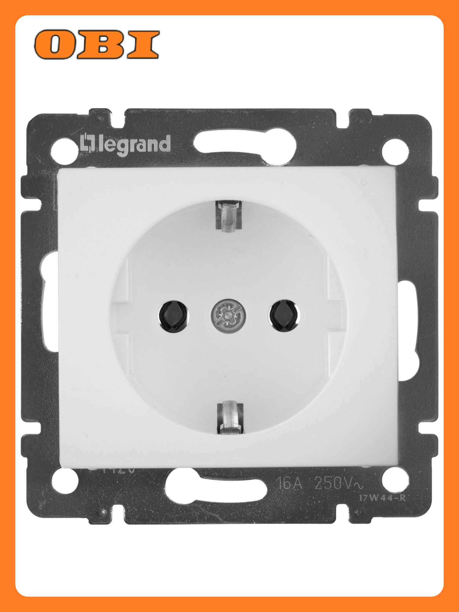 Розетка Legrand Valena, с заземлением, скрытый монтаж, IP20, белая