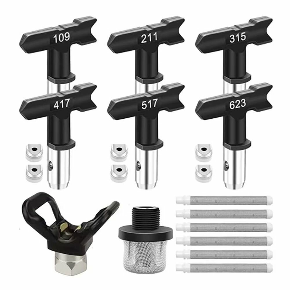Набор из 14 насадок для безвоздушного распылителя краски, реверсивное сопло, фильтр, входной сетчатый фильтр и защитные насадки