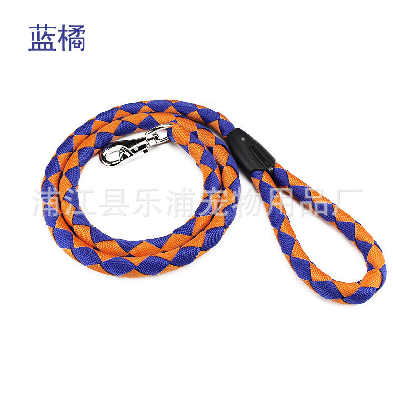 ПП-плетеный поводок для собак, сине-оранжевый цвет, большой размер, толщина 2.2 см, длина 1.5 м