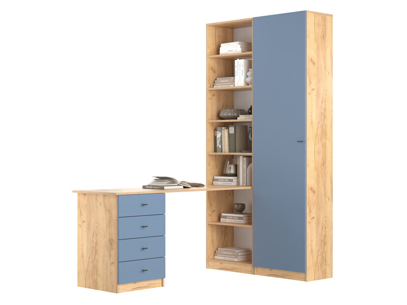 Компьютерный стол "Дилар 11" 175/110х210х55 Дуб крафт золотой / Биланчино