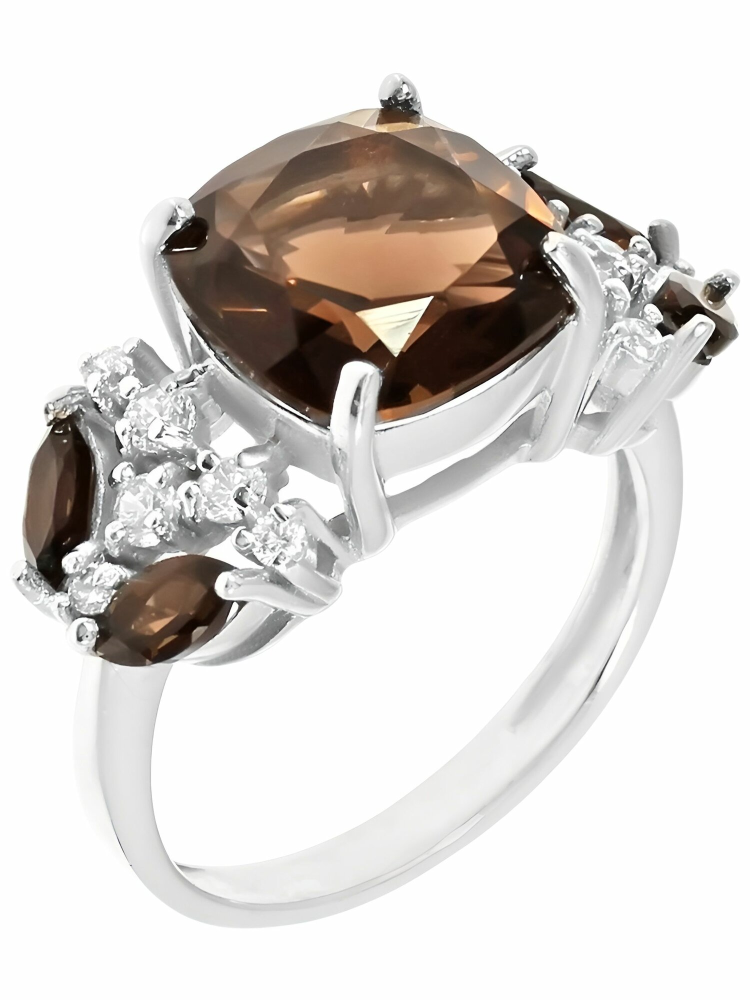 Кольцо тонкое, серебро, 925 проба, родирование, раухтопаз