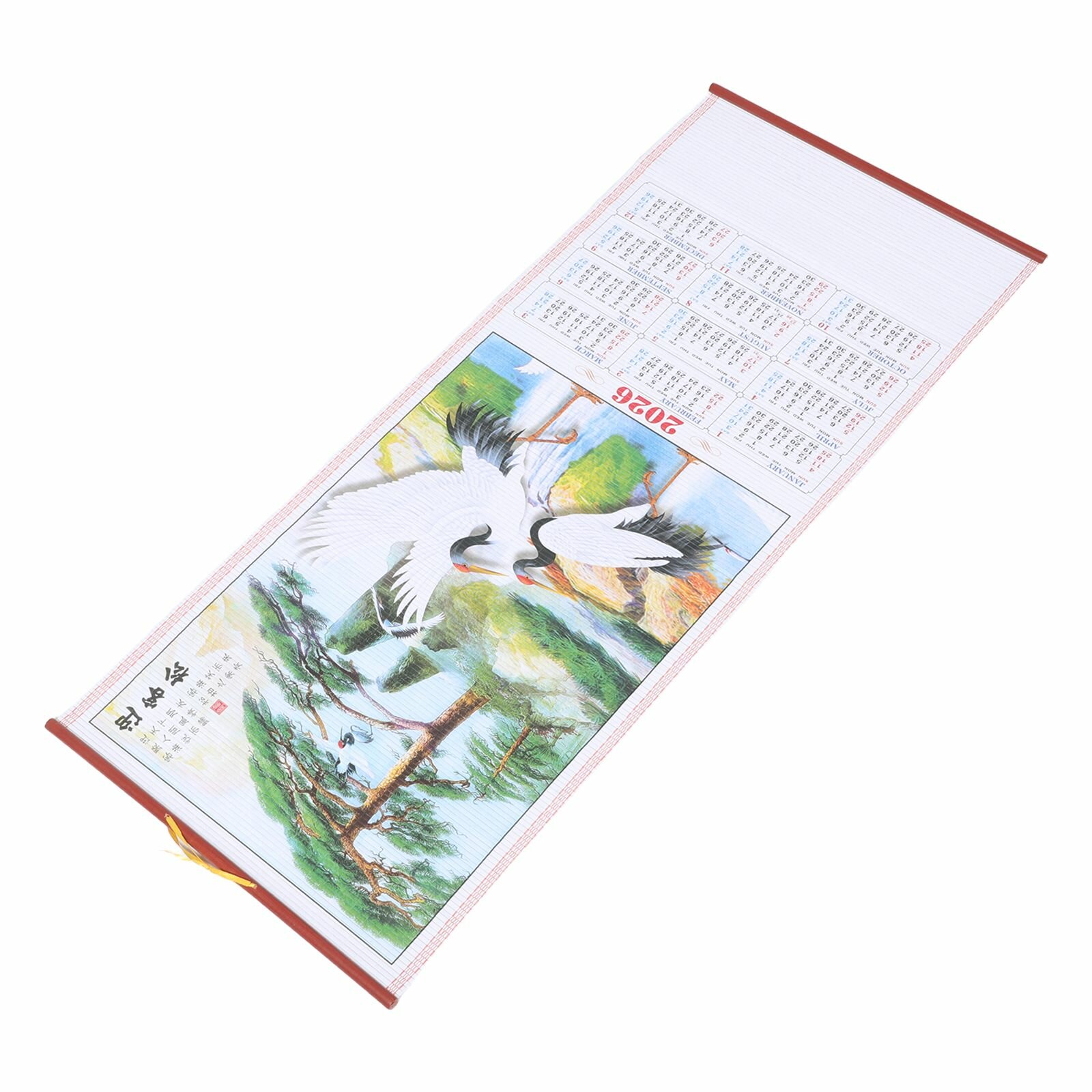 Календарь На Стену 2026: Элегантный Китайский Свиток, Декоративный И Функциональный, 1Пакет, 76.20X31.80Cм