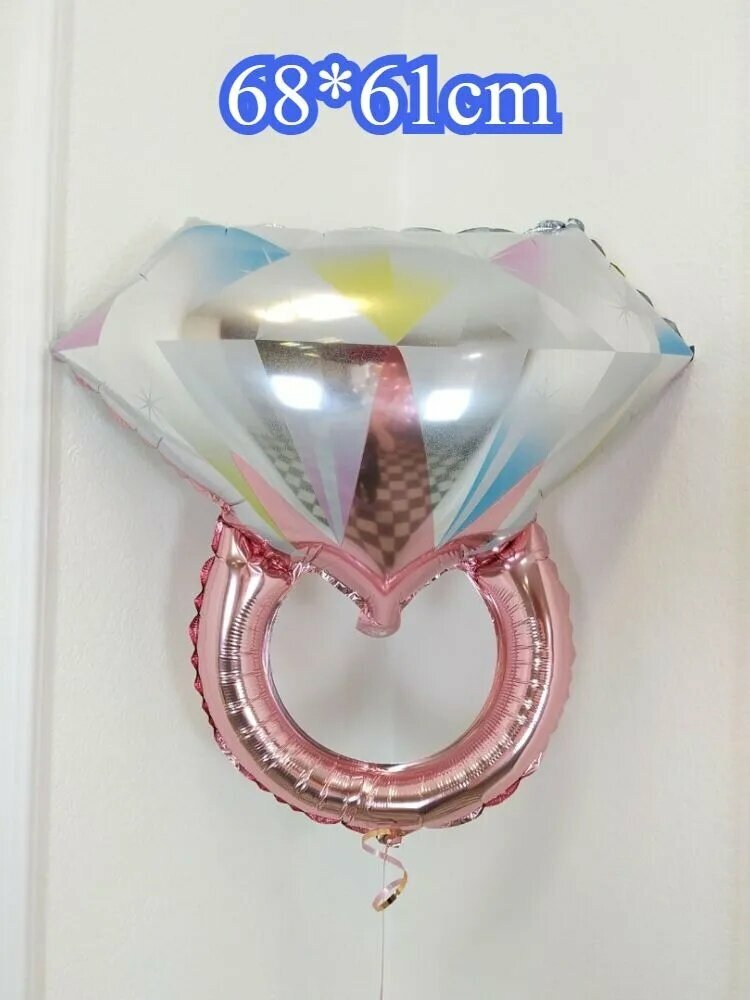 Золотое кольцо с бриллиантом, воздушный шар из фольги, 1 шт.