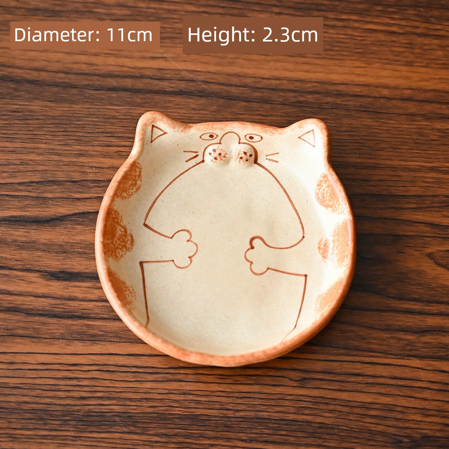 Керамическая тарелка Silly Cat для соусов и закусок, малого размера, ручная работа