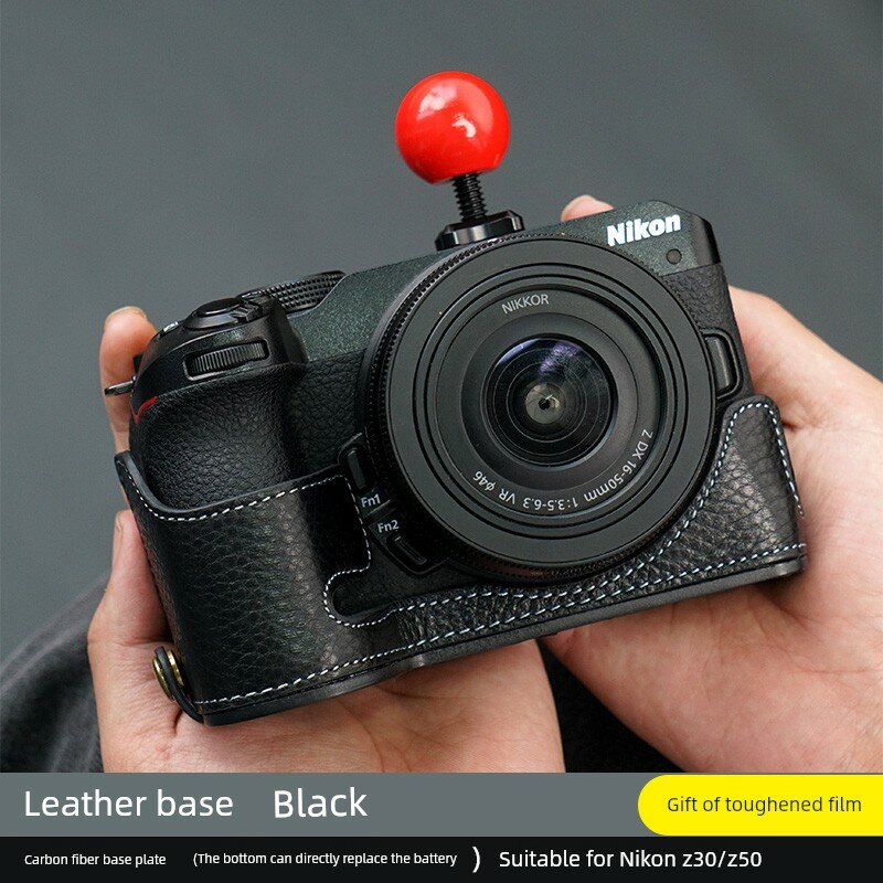 Чехол для камеры Nikon Z30 с натуральной кожаной подставкой, черный цвет, защитная сумка для беззеркальных камер