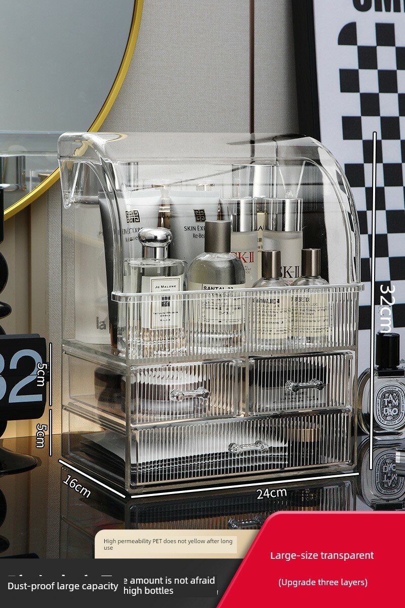 Элитный органайзер для косметики, пылезащитный, прозрачный, для туалетного столика, вместительная подставка для средств