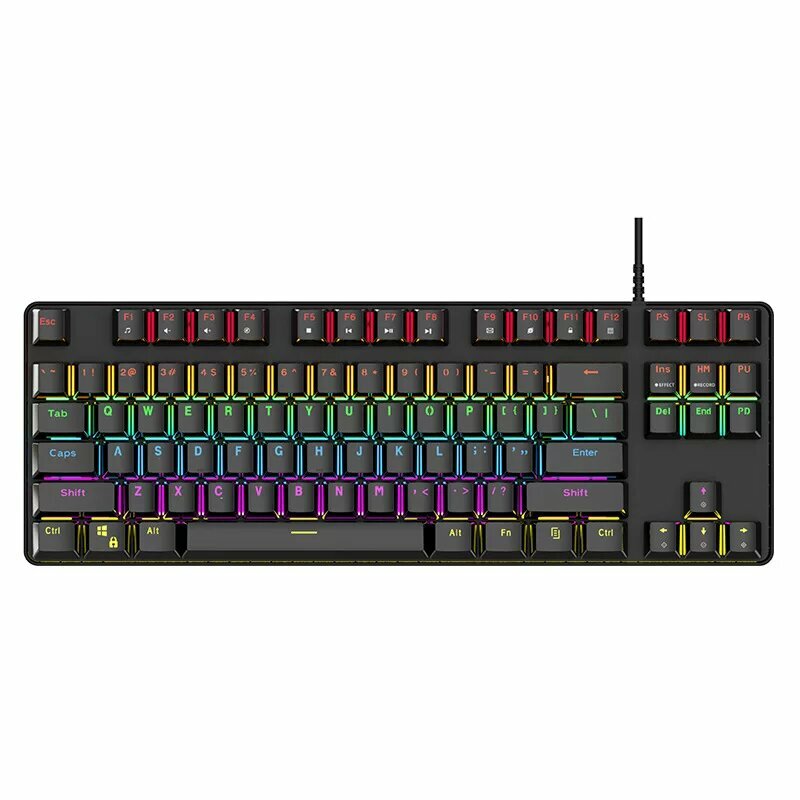 Черная механическая клавиатура K87 с RGB подсветкой и синими переключателями