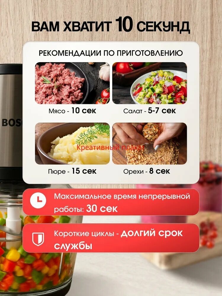 Измельчитель, электрический с двумя скоростями и стеклянным корпусом для быстрой подготовки ингредиентов — фото 1