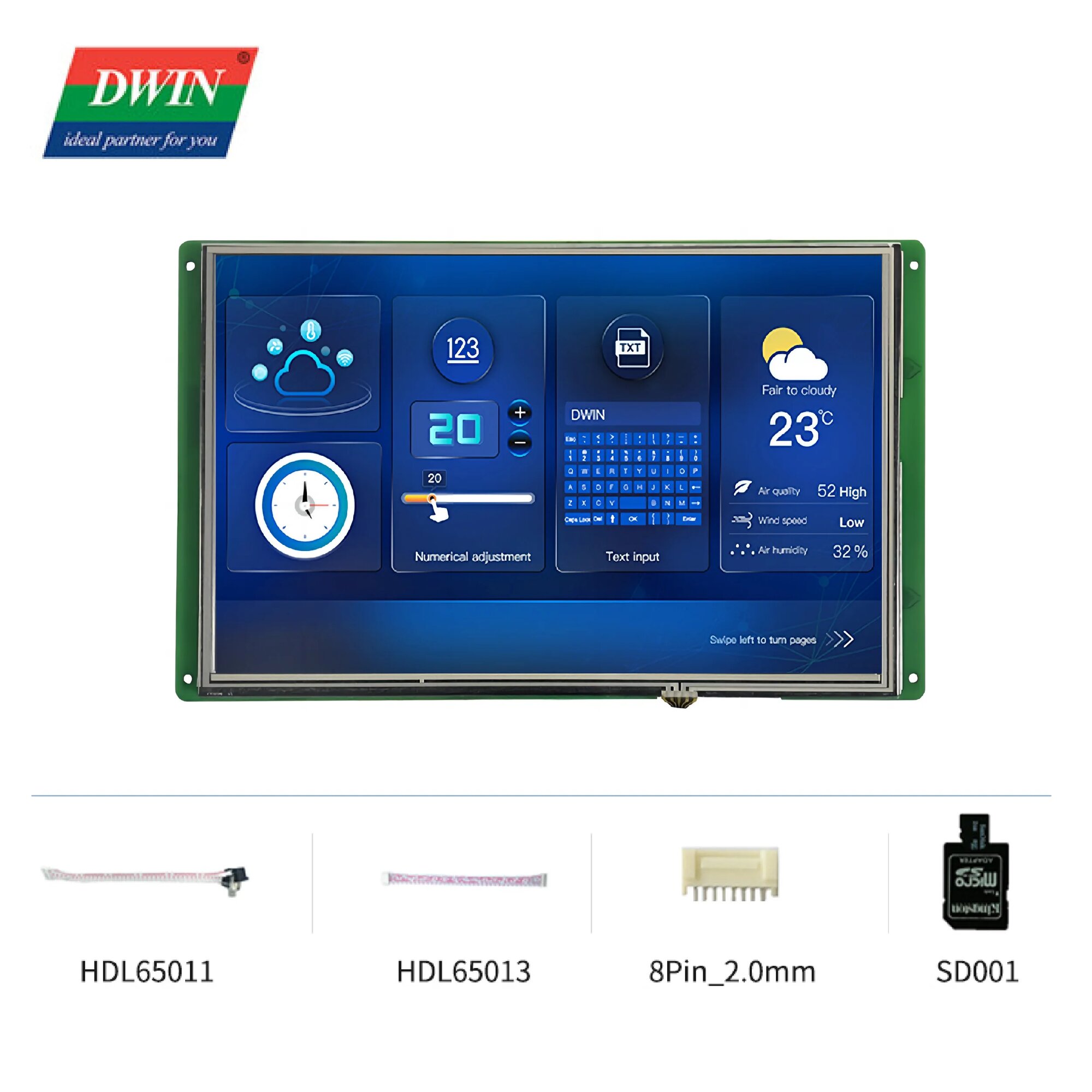 Дисплей DWIN 10.1" 1280x800 IPS TFT, Resistor touch set
