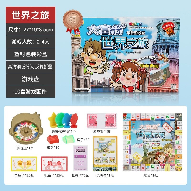 2026 Новейшая оригинальная игра Монополия для детей, интерактивная игра для родителей и детей, настольная игра для взрослых и студентов, карточная игра, путешествие по миру, головоломка, шахматы