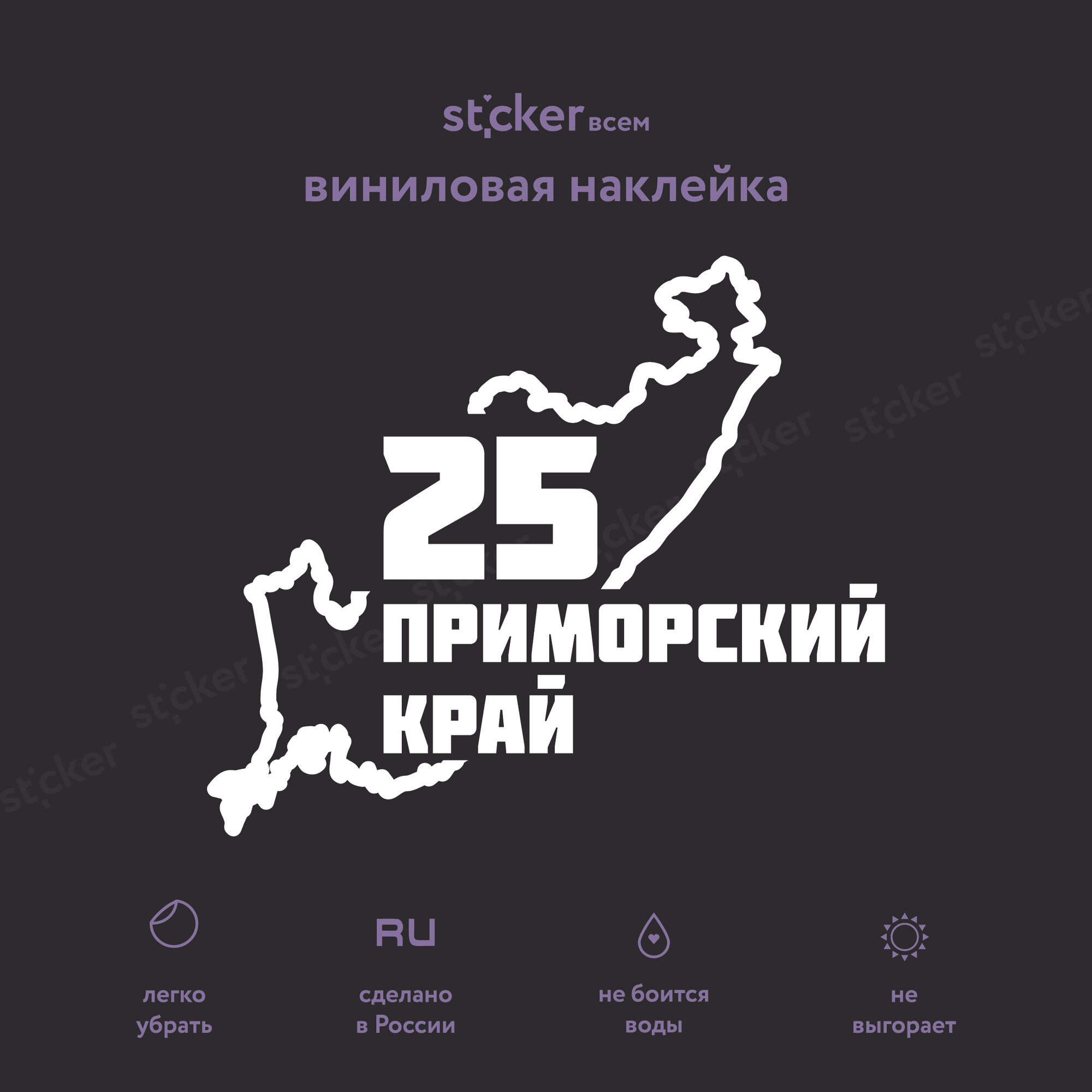 Наклейка "Приморский край / 25 регион" 17х14 см