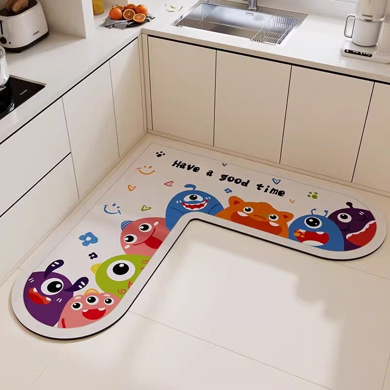L-образный кухонный коврик, нескользящий, маслостойкий, легко моющийся, специальный водонепроницаемый коврик для дверного проема, диатомитовый водопоглощающий ковер
