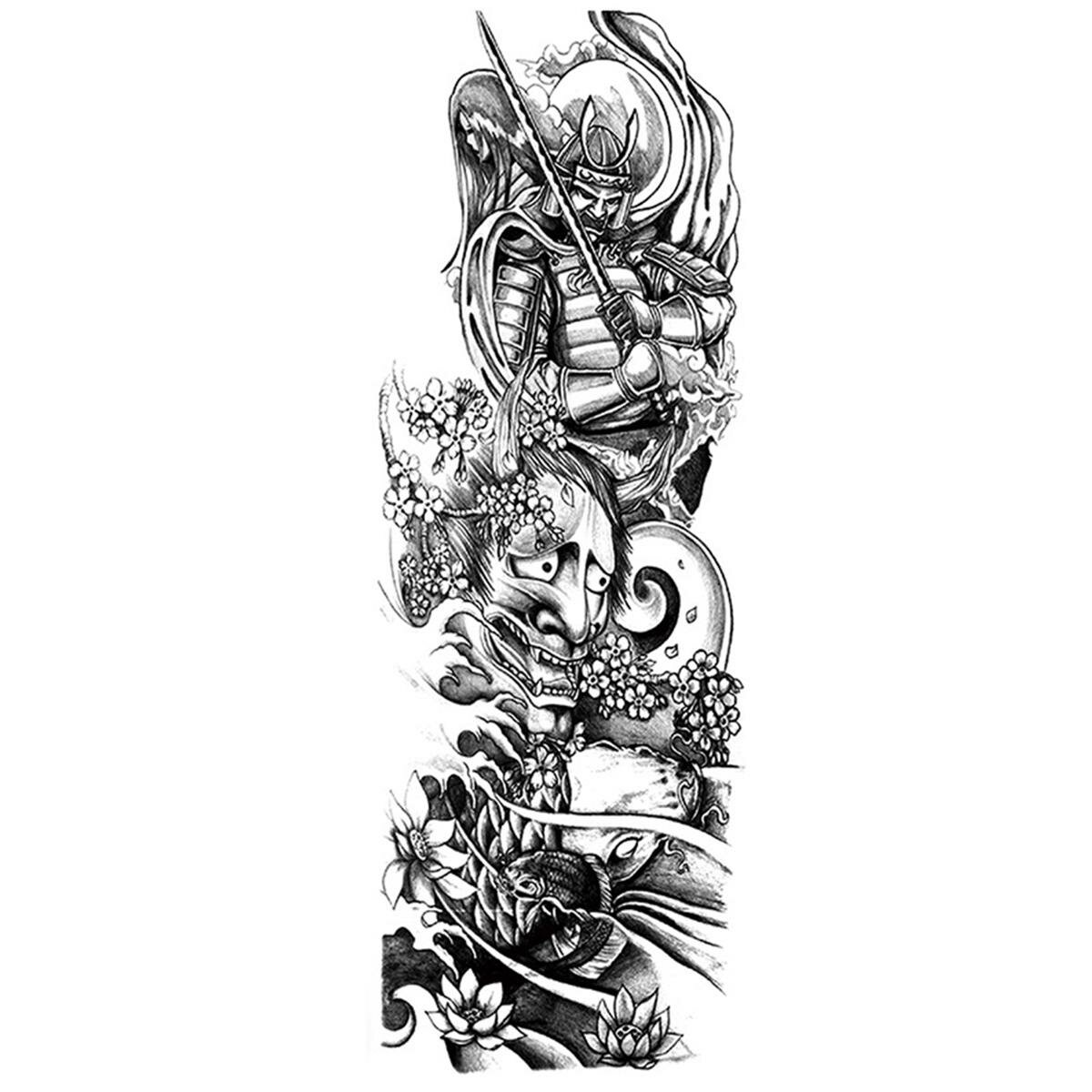 Наклейка на татуировку, 1 лист, временная татуировка на всю руку, большая татуировка на рукав, водонепроницаемая татуировка