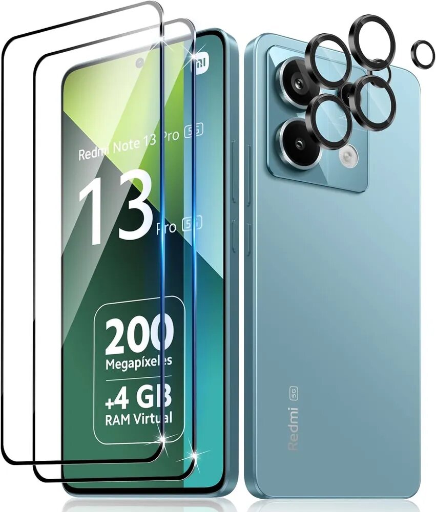 Закаленное стекло для Xiaomi Redmi Note 13 Pro 5G/Poco X6 5G, защита экрана+защитная пленка для задней камеры, 2+2 штТвердость 9H Анти-излучение пузырьковая пленка
