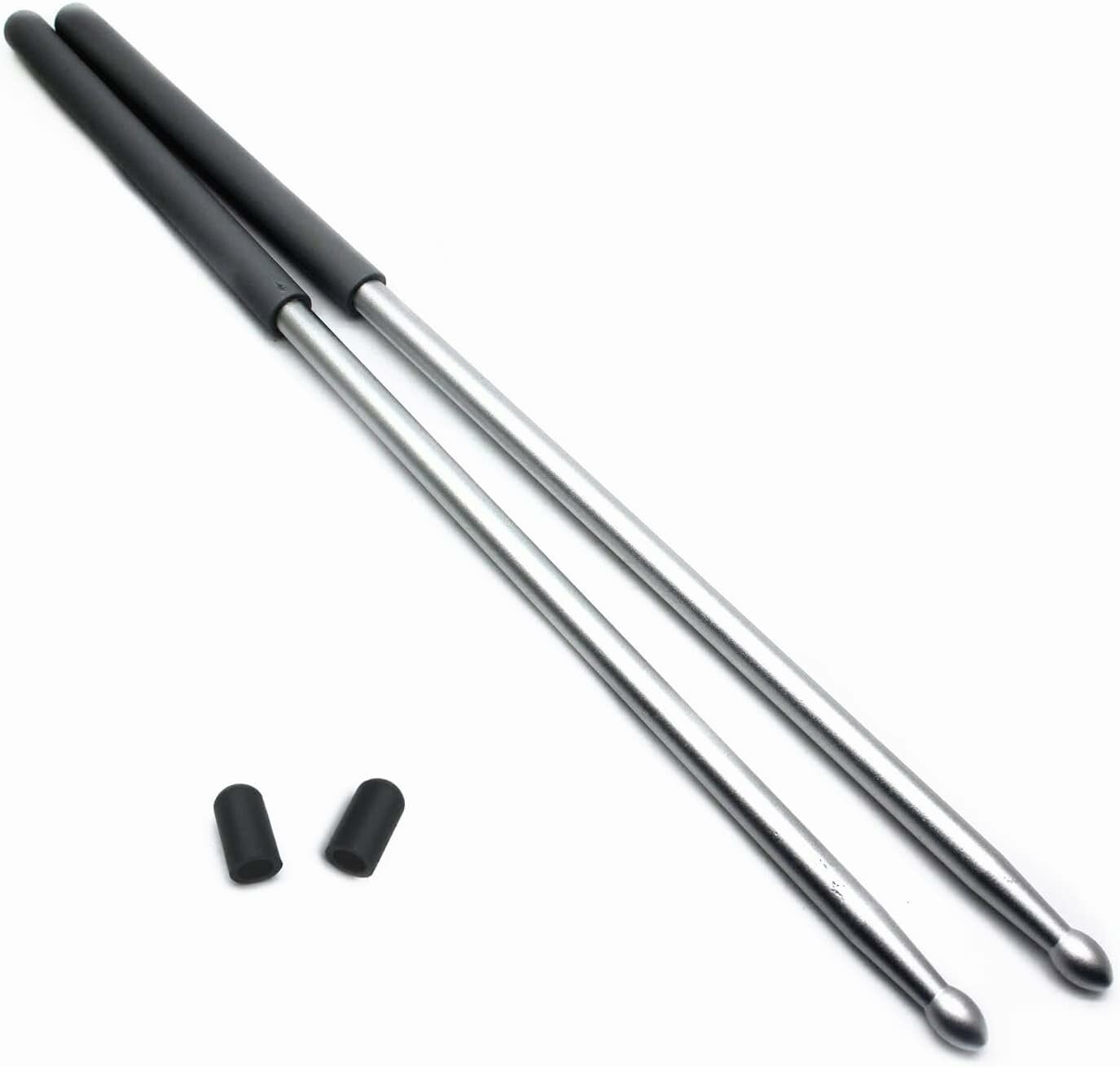 Пара барабанных палочек 40,5 см/16 дюймов 5A из алюминия для акустических или электронных барабанов с резиновым наконечником, серого цвета