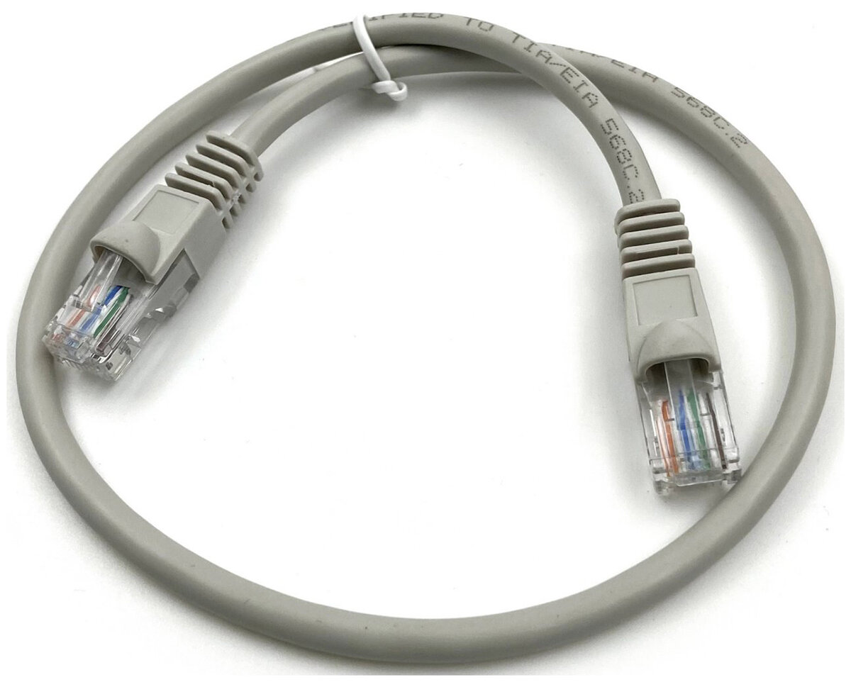 Патч-корд Buro UTP 4 пары cat.5E CCA molded 0.5м, серый, RJ-45 (m)-RJ-45 (m) (UTP-5E-0.5M-G)