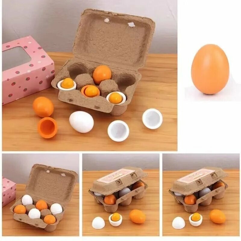 Яйца игрушечные деревянные, 6 штук