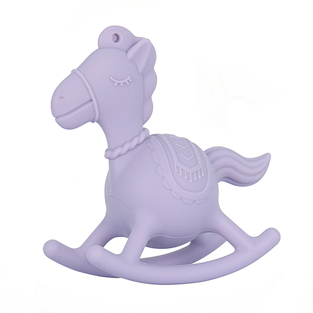 Силиконовый детский орехок качающийся конь для зубов зубные игрушки мягкий пустышка для зубов новорожденных 3+ месяцев издающий звук, Цвет: Фиолетовый/Мятный зеленый/Красный(по выбору), Материал: Силикон, Размеры: 9*4*9.5см/3.5*1.6*3.7дюйма, Вес: