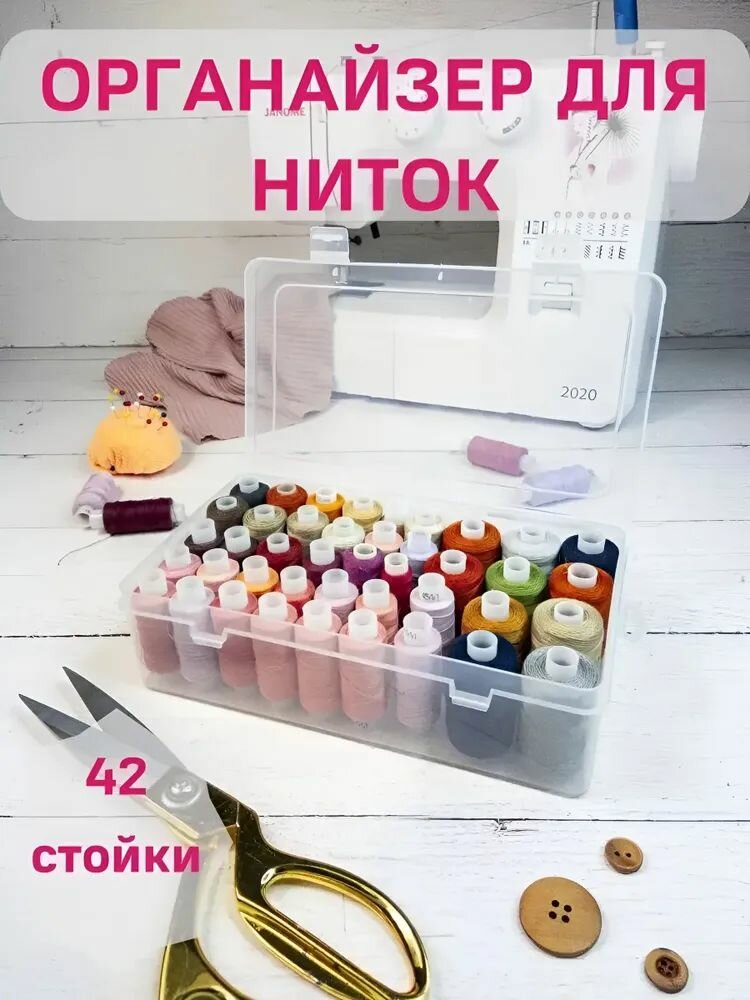 Органайзер для хранения ниток / Контейнер для рукоделия / Шкатулка для швейных ниток