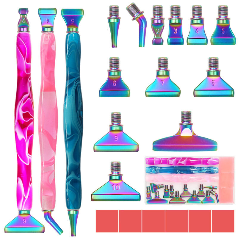 2026 Новейший набор алмазной живописи с новым точечным пером, цветной металлический многофункциональный DIY перо для алмазной вышивки 5D