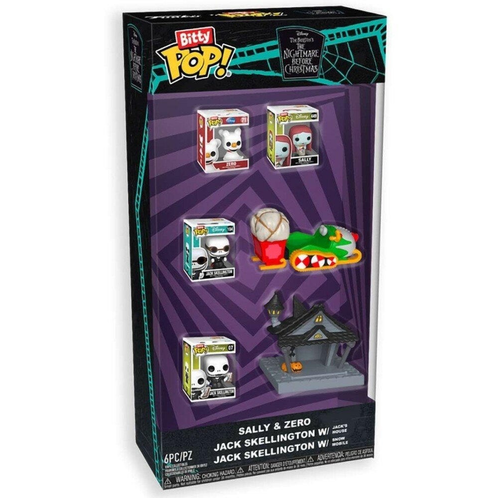 Набор фигурок Funko Bitty POP! The Nightmare Before Christmas Zero & Sally Sewing & Jack Skellington with Ride Snowmobile & Jack Skellington with Town Jack’s House 91761