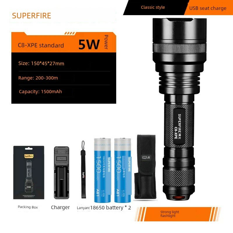 SupFire Shenhuo C8 мощный фонарик перезаряжаемый ультра-яркий многофункциональный светодиод дальнего действия небольшой
