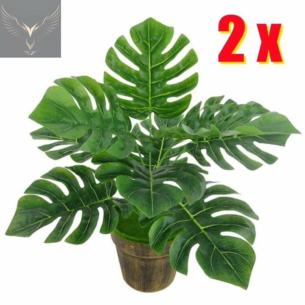 Большие листья тропической пальмы монстера, искусственное зеленое растение, 2 шт.