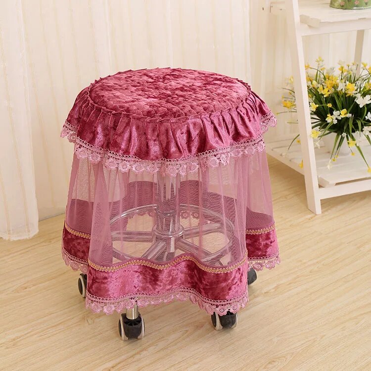 Круглые чехлы для стульев из полиэстера/хлопка D33-35cm chair use, Розовый, Style 010