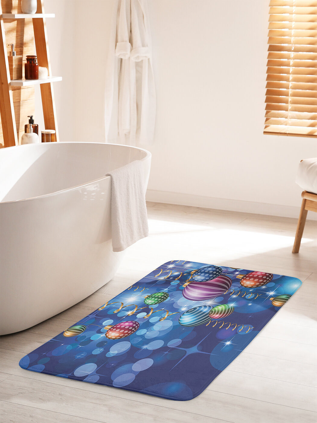 Коврик для ванной комнаты и туалета противоскользящий "Новогодняя дискотека" 60х100 см, JoyArty, серия Новый год