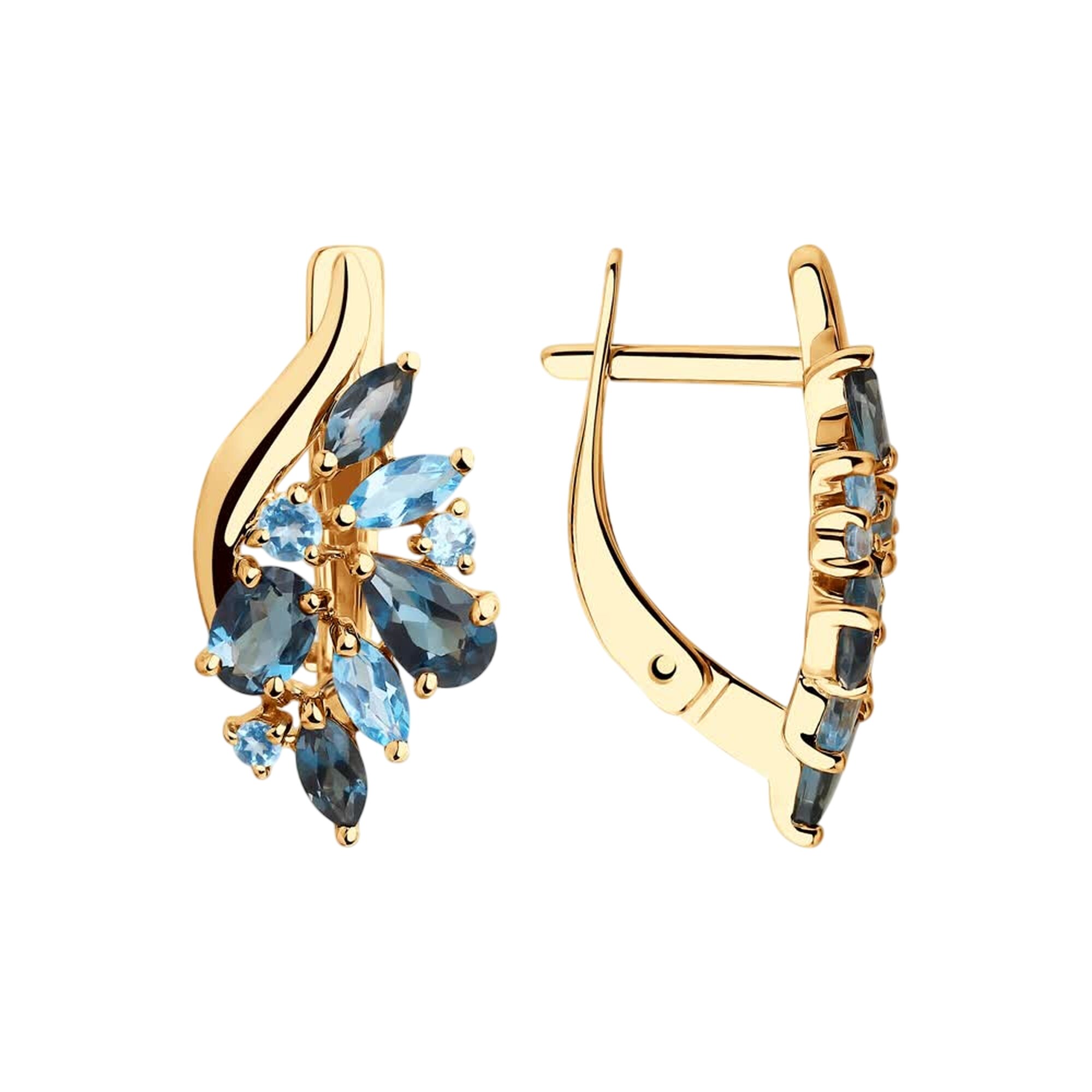 Серьги, красное золото, 585 проба, топаз, Лондон топаз