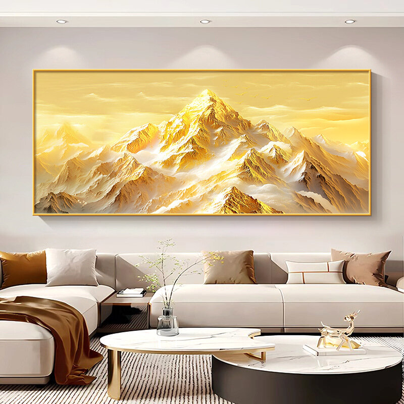 Декоративная картина для гостиной Sunshine Golden Mountain, фоновая стена для офиса, подвесная картина для ресторана, легкая роскошь, высококачественная настенная живопись для спальни