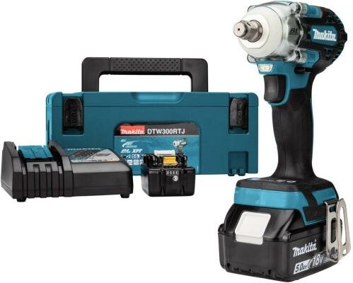 Гайковерт Makita DTW300RTJ аккум. патрон: квад.1/2" (кейс в комплекте)