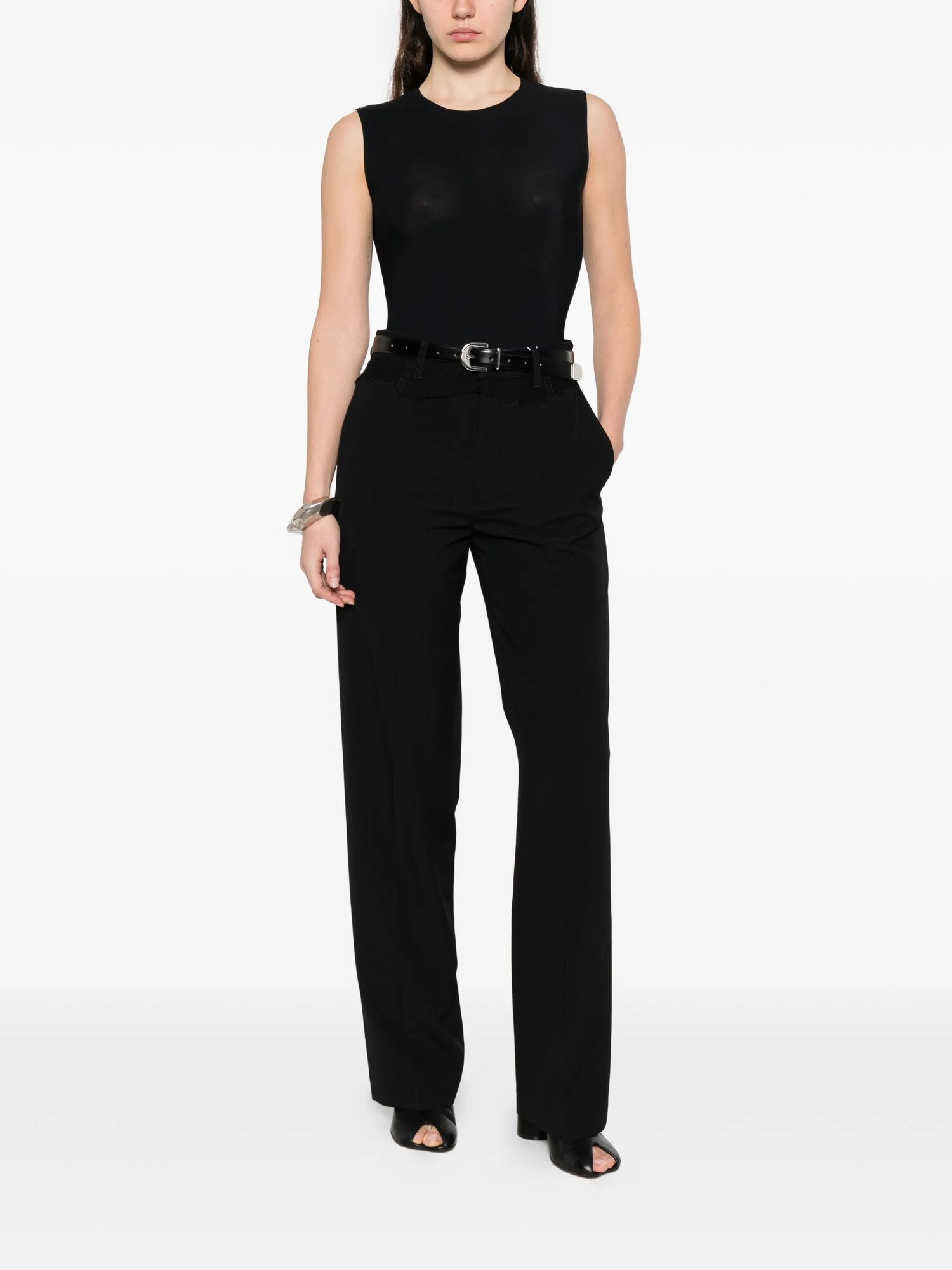 Брюки MM6 High-waisted trousers, размер 36, черный — фото 1