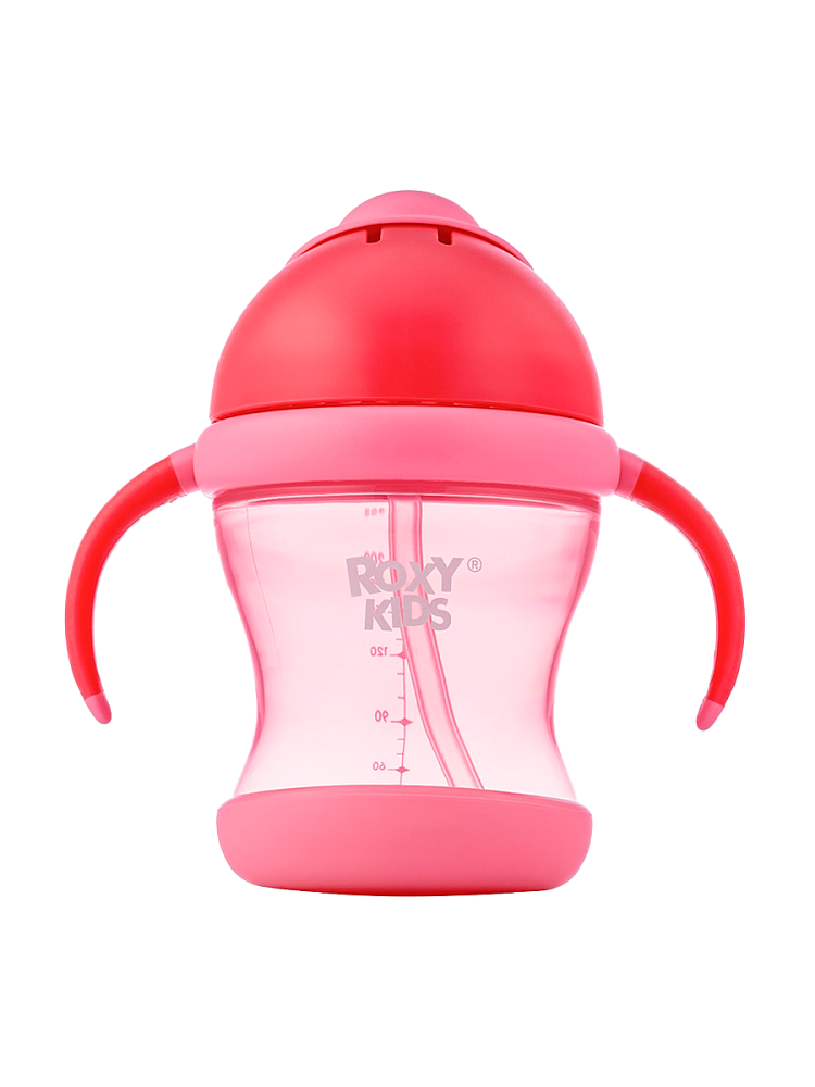 ROXY-KIDS Поильник-непроливайка с трубочкой ROXY-KIDS, цвет розовый, 200 мл