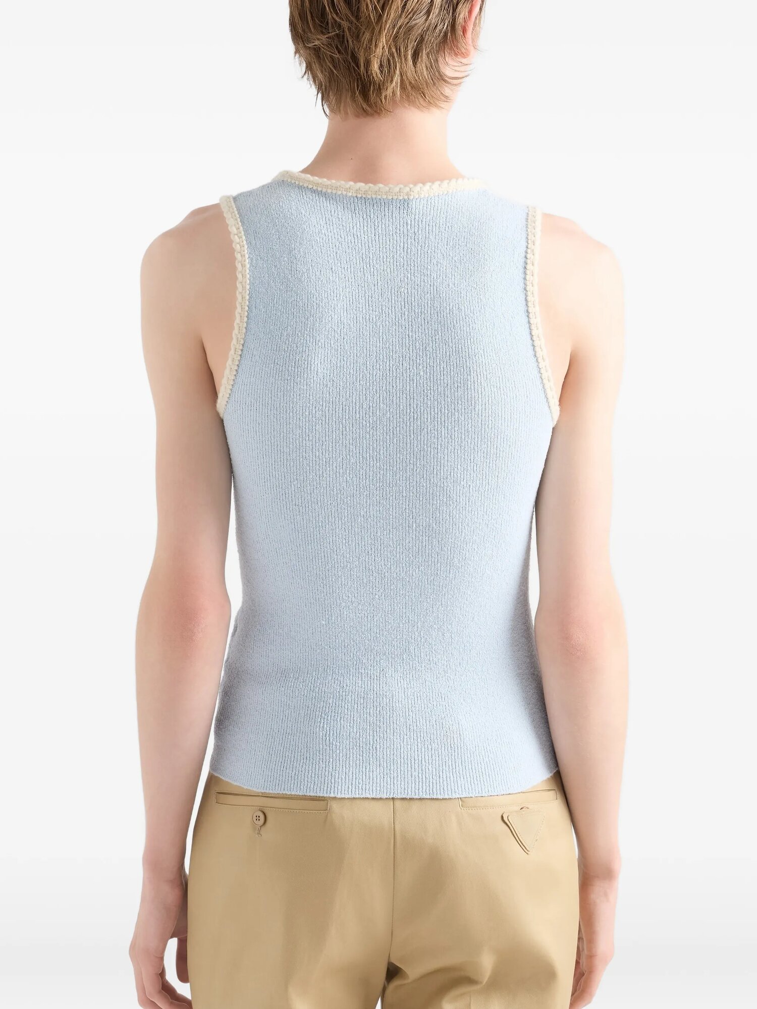 Топ Prada Contrast-trim tank top, размер 50, blue — фото 1