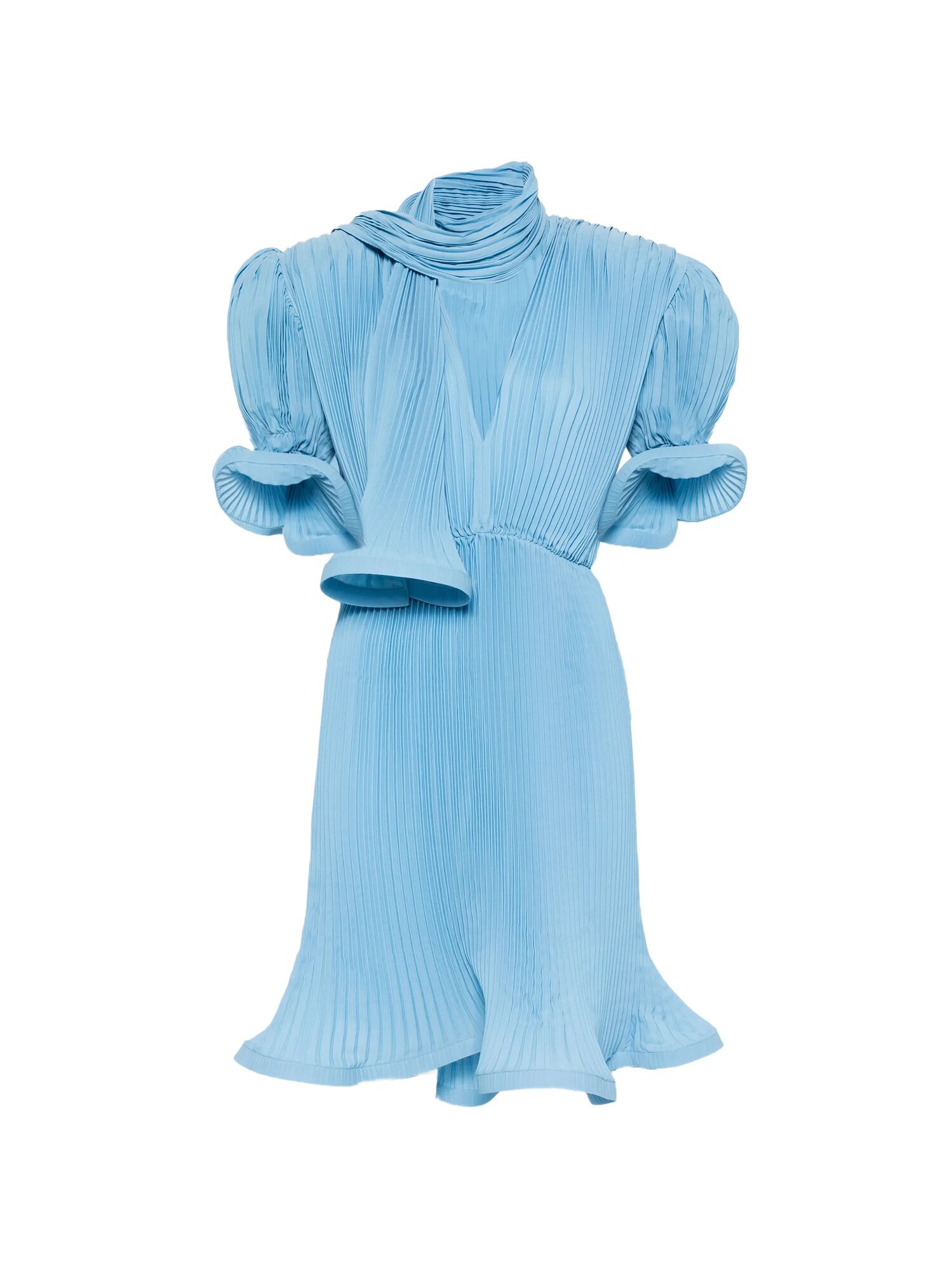 Платье Pleated puffy-sleeve midi dress