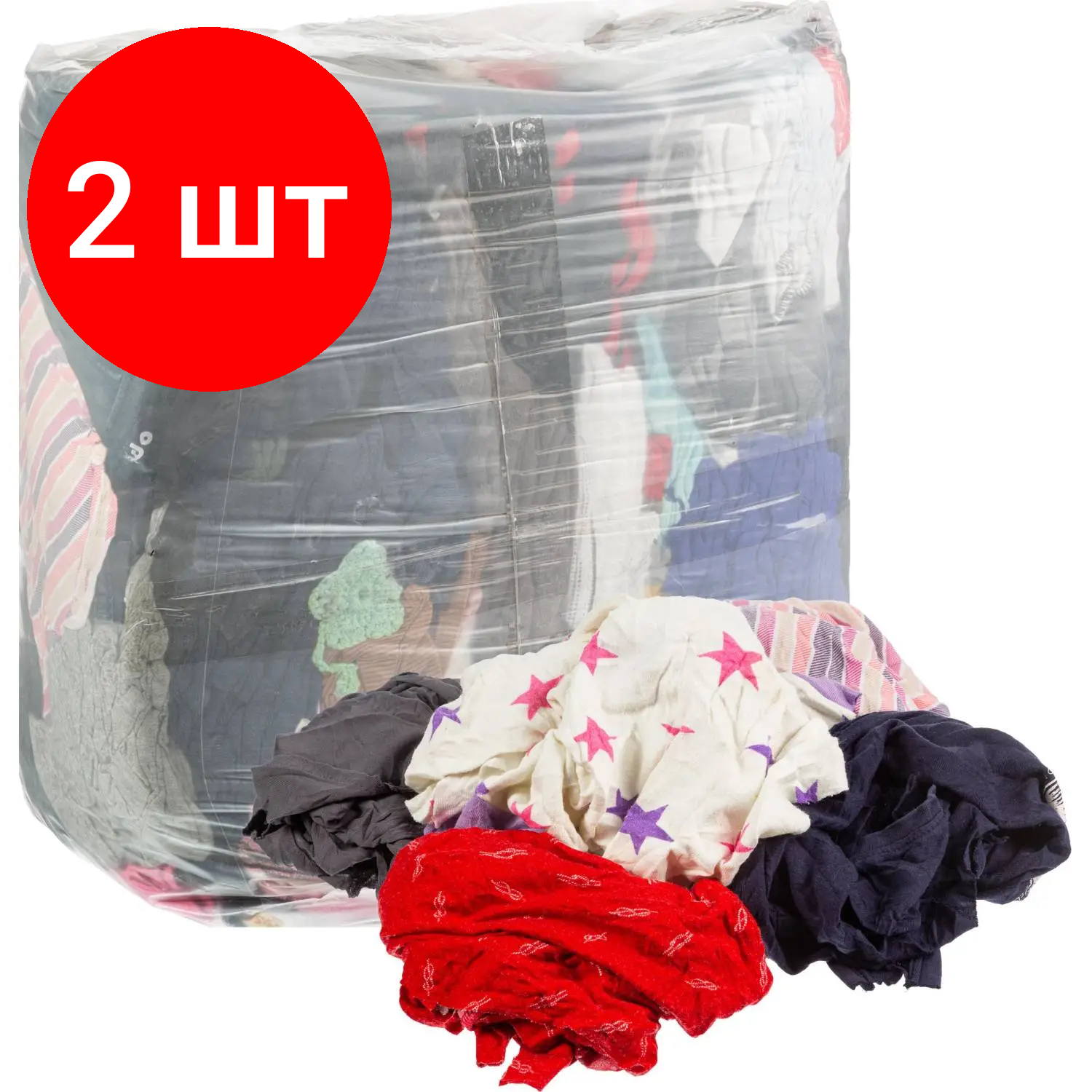 Комплект 2 упаковок, Ветошь цветной лоскут, 10кг