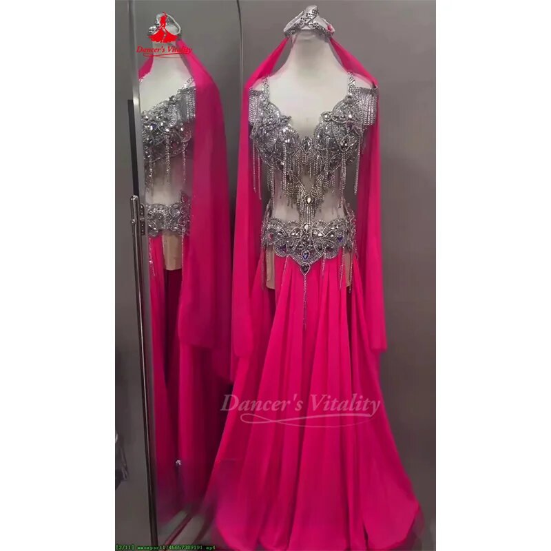 Dancer's Vitality Танцевальный костюм для belly dance 3 предмета 4XL, Hot Pink