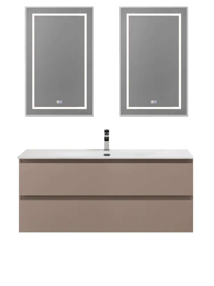 Мебель для ванной комнаты BelBagno Kraft 120 подвесная, матовая бежевая, раковина bb-8099-120