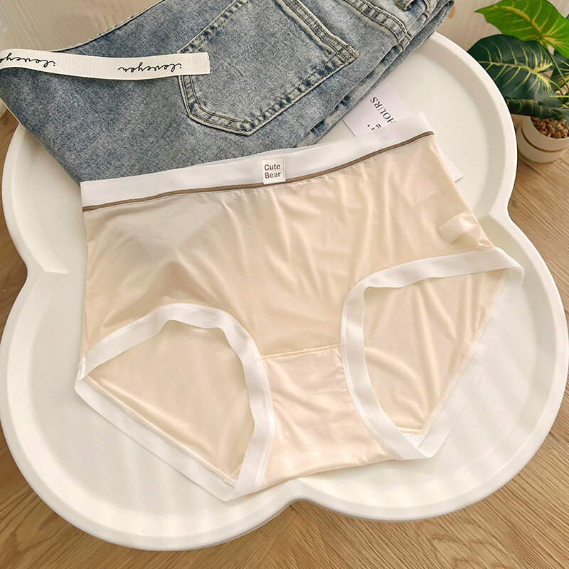 Ультратонкие бесшовные женские трусики из ледяного шелка, быстро сохнущие, впитывающие пот, дышащие, антибактериальные, удобные, средней талии