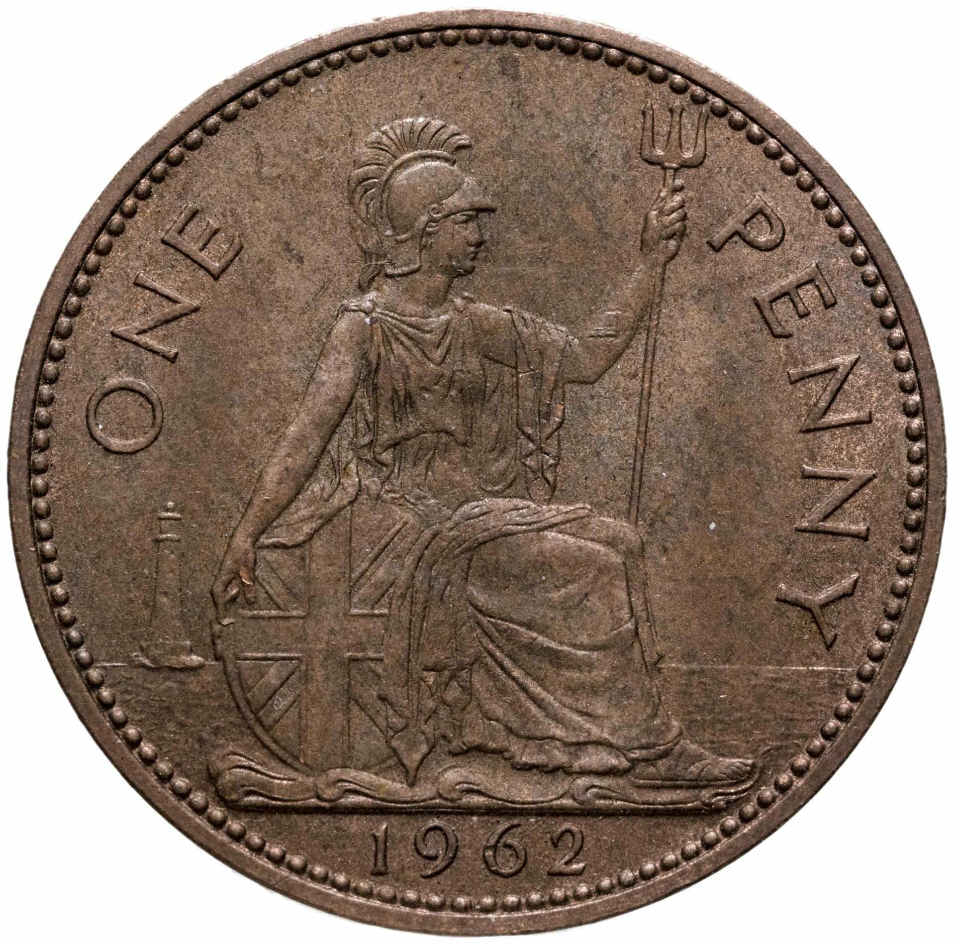 Великобритания 1 пенни penny 1962, Бронза, в сохранности XF-AU