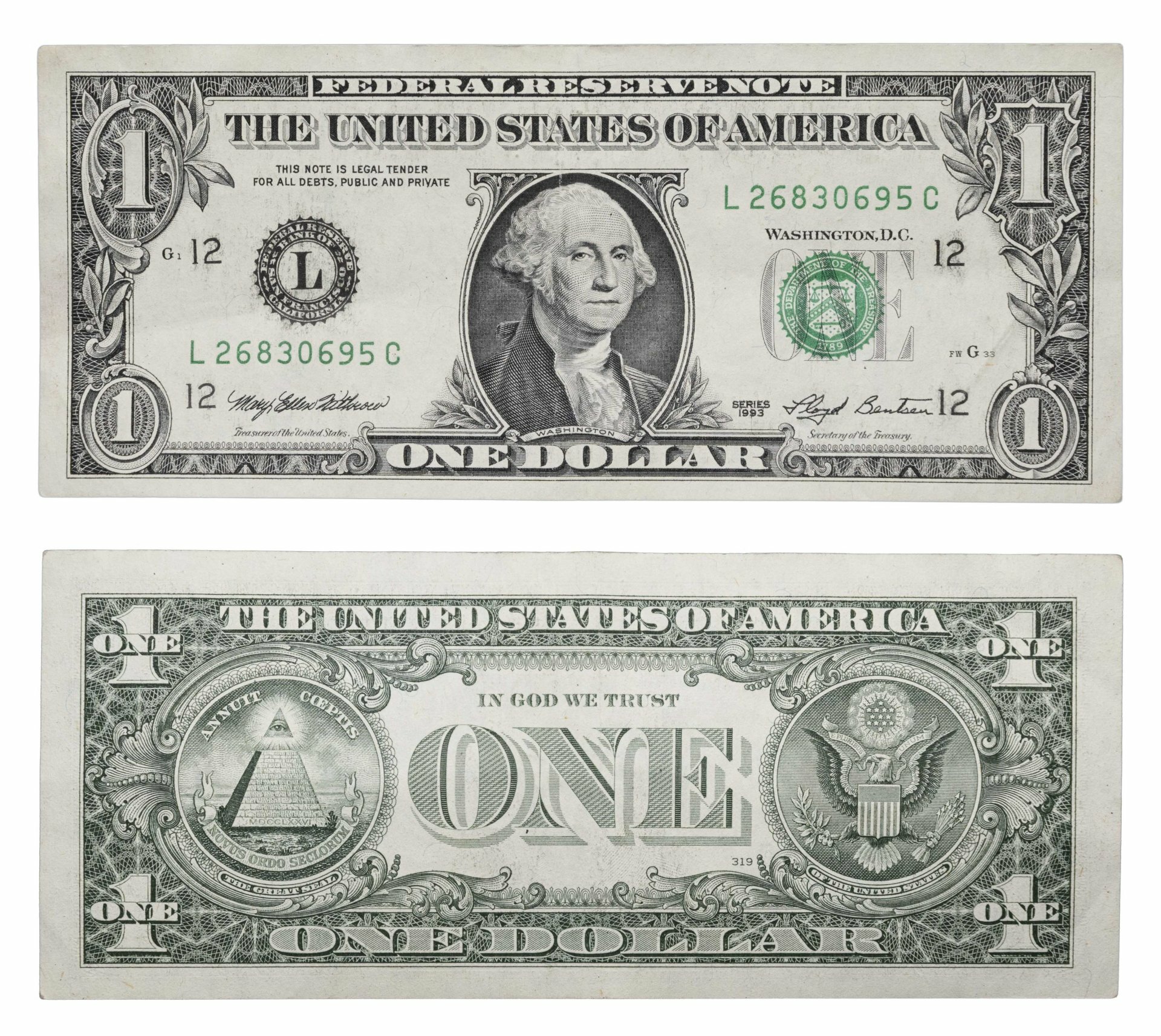 США 1 доллар 1993 год Pick 490а L-Сан Франциско