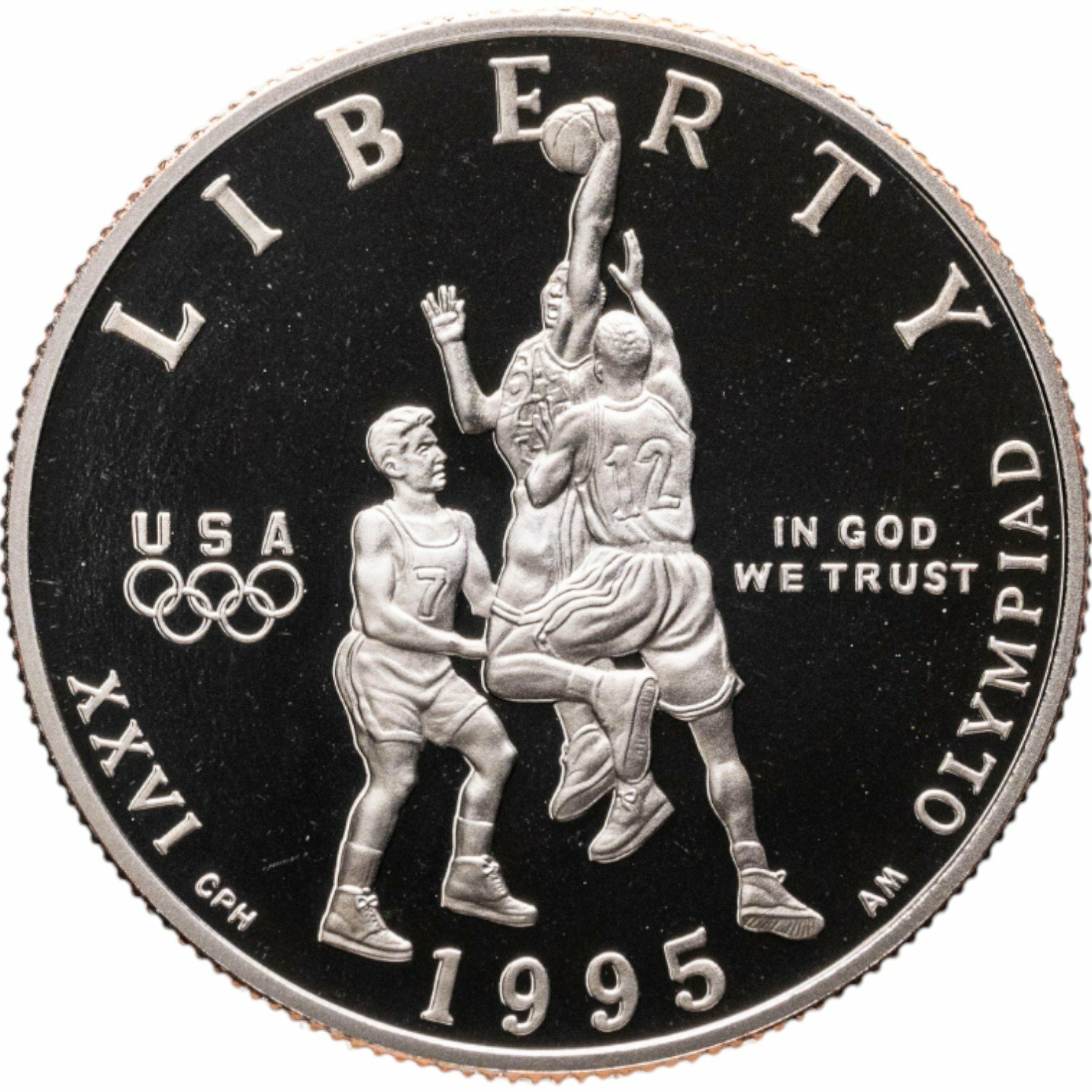 США 50 центов 1/2 доллара, half dollar 1995 S "XXVI летние Олимпийские Игры, Атланта 1996 - Баскетбол", Медь, в сохранности Proof