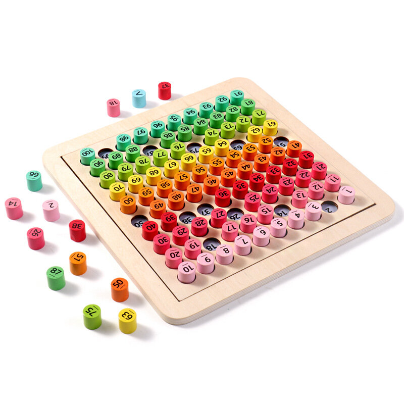 Деревянная радужная серия Монтессори, доска ста чисел 1-99, непрерывная доска чисел, обучающие пособия для детей, игрушки для математического развития