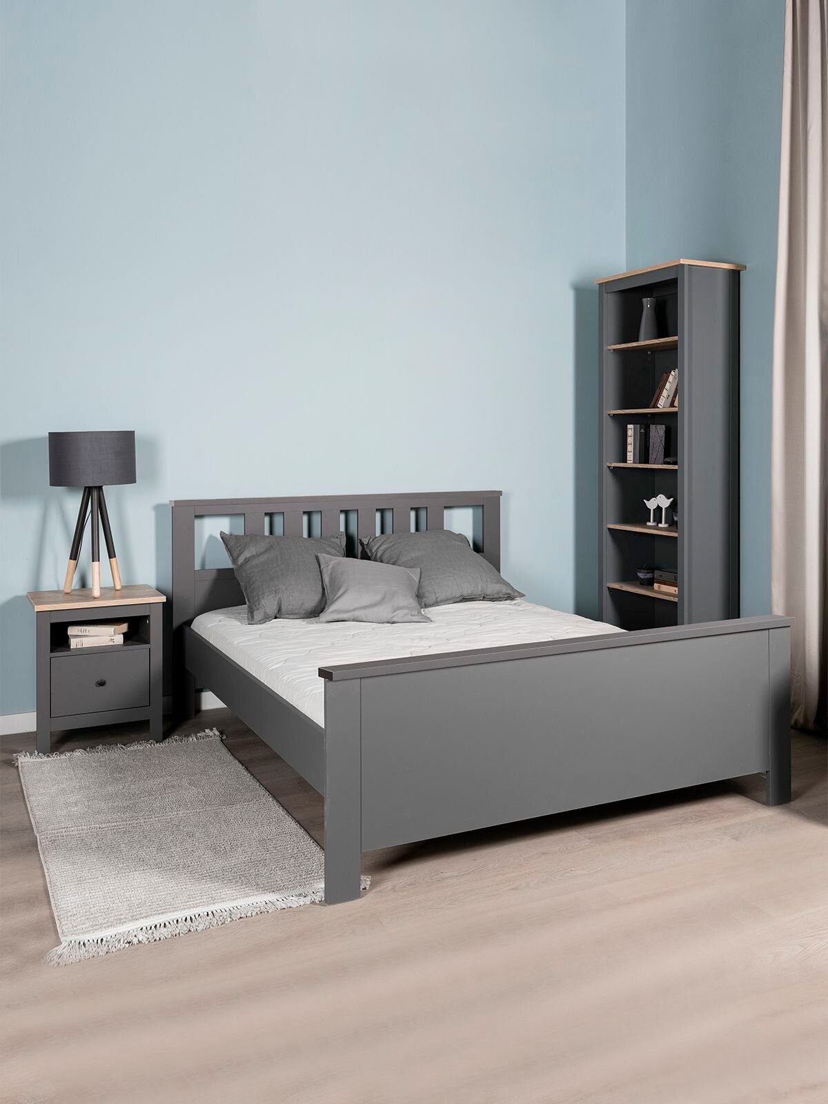 Кровать двуспальная Сага, 160х200 см, серая, ГУД лакк